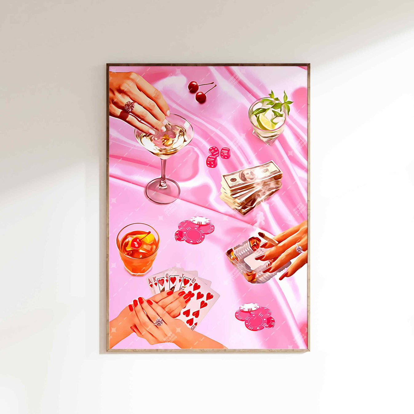 Poker Night Poster - Pink – Honey Island Studio