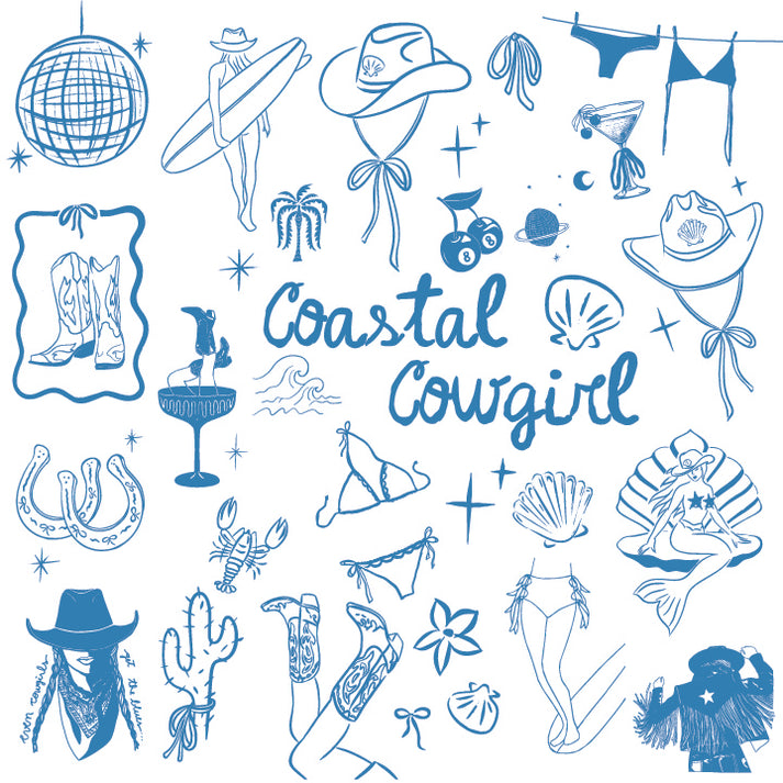 Coastal Cowgirl Collection - Hand drawn Illustrations – Honey Island Studio