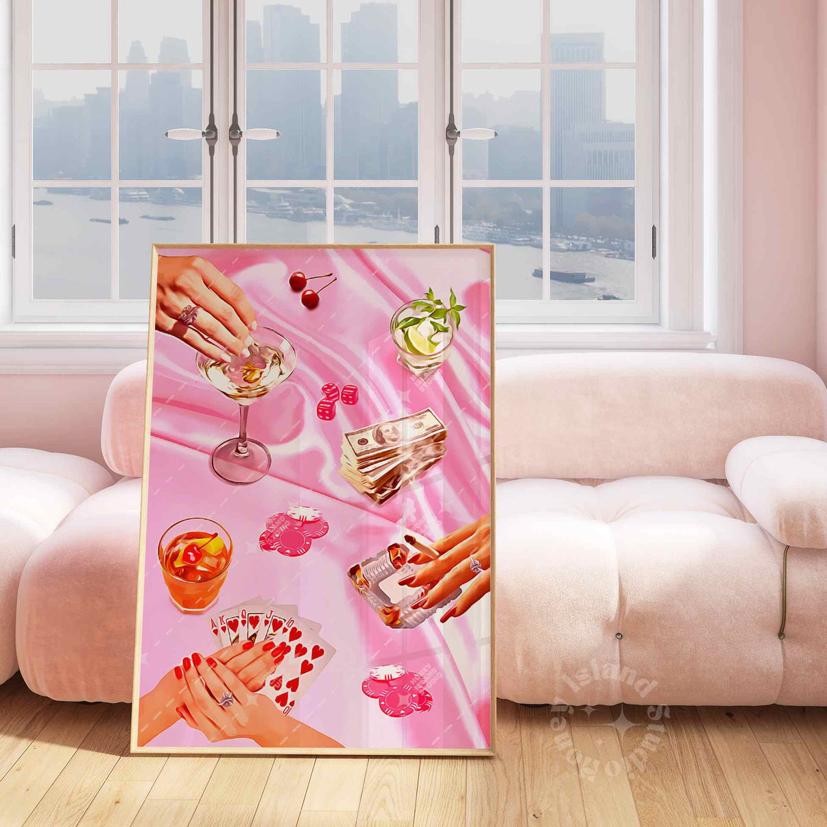 Poker Night Poster - Pink – Honey Island Studio