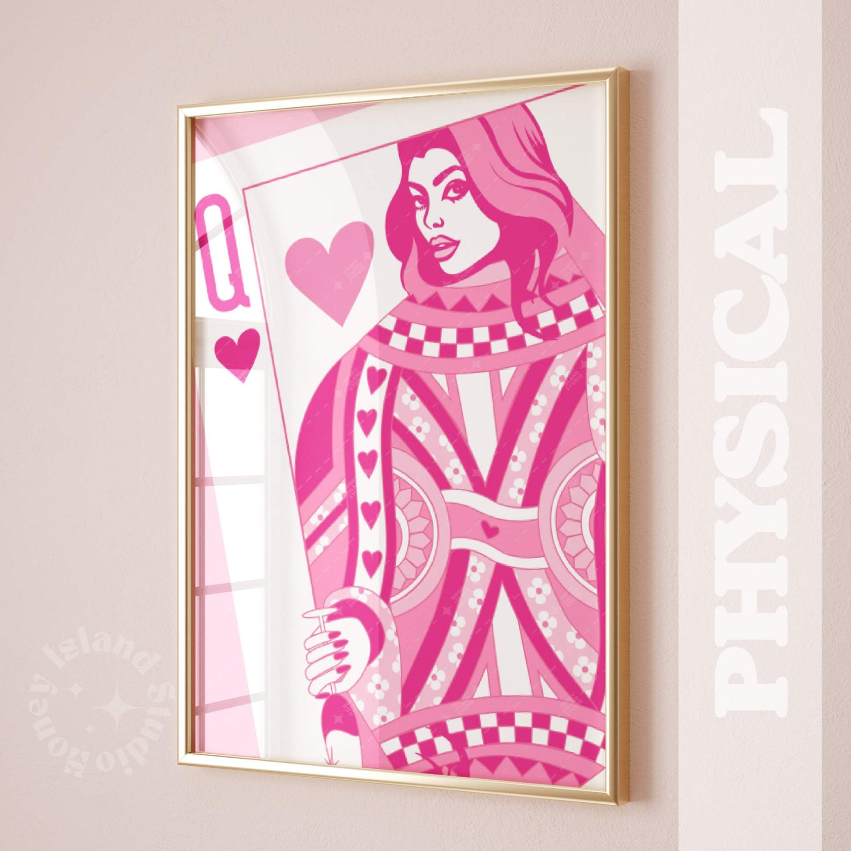 Queen of Hearts Champagne Poster - Pink – Honey Island Studio