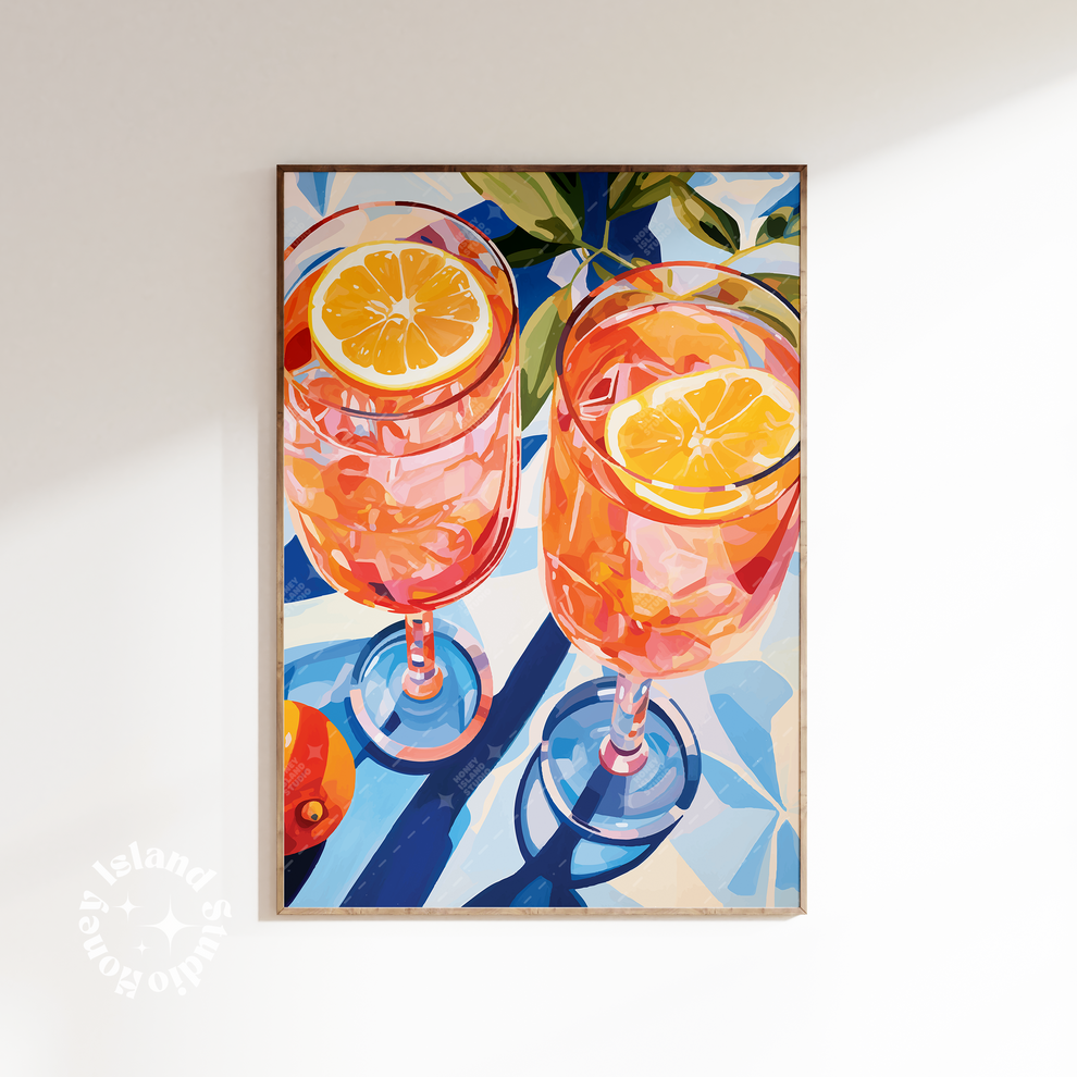 Aperitivo Spritz Cocktail Art Poster – Honey Island Studio