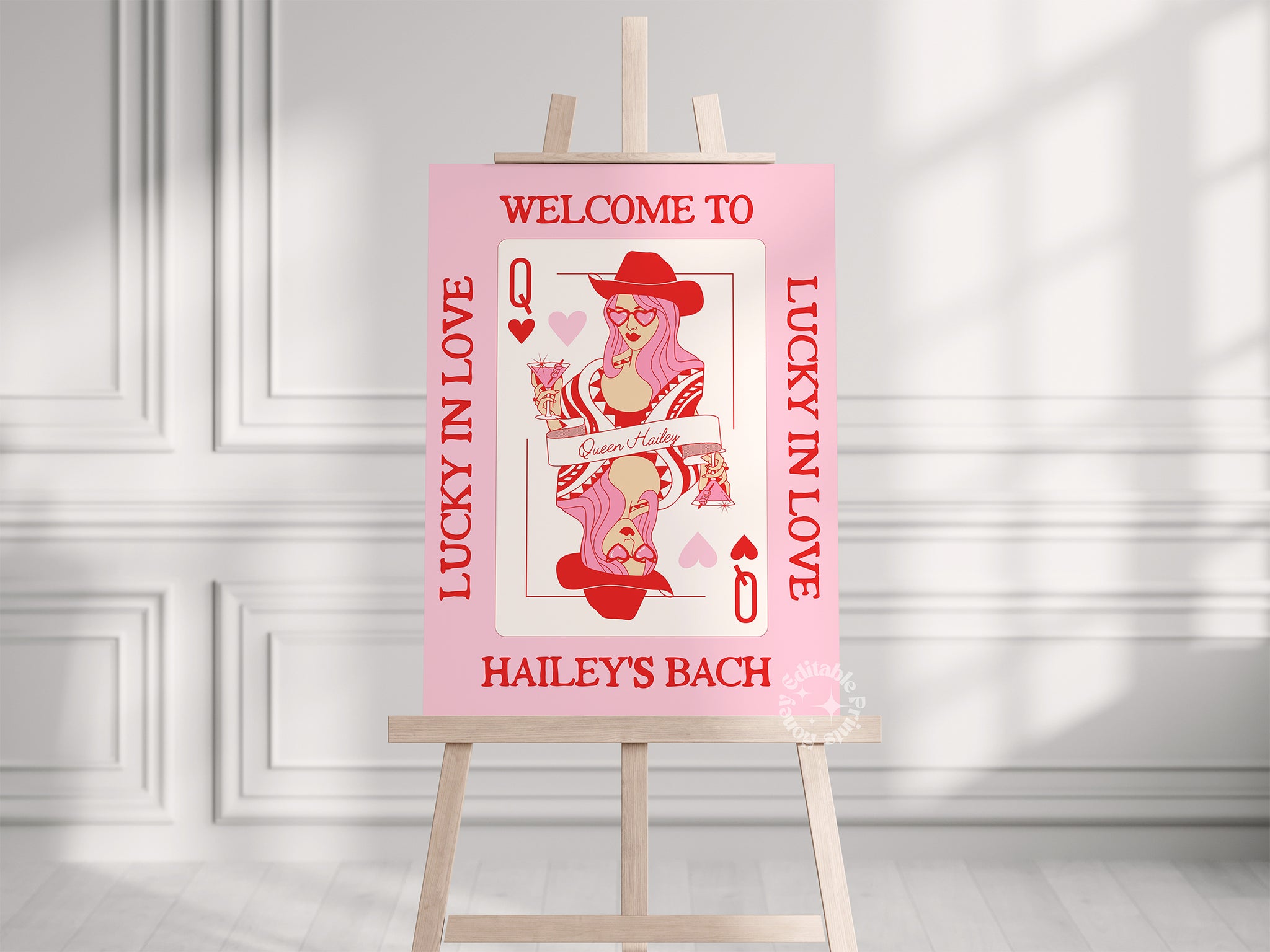 Queen of Hearts - Lucky In Love Welcome Sign (Canva Template) – Honey ...